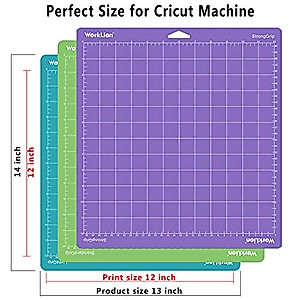 WORKLION Cutting Mat 12x12 for Cricut: Cricut Explore One/Air/Air 2/Maker Gridded Adhesive Non-Slip Durable Mat for Sewing Quilting and Arts & Crafts Projects - Cutting Mat Set(Variety)