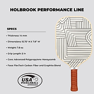 Holbrook Pickleball Paddles - Soho Design | Performance Series | Carbon Fiber Pickleball Paddle, Graphite Blend Surface | Polypropylene Honeycomb Core | Cute Pickleball Paddle