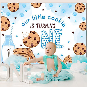 Mocsicka Cookie First Birthday Party Backdrop Cookies and Milk 1st Birthday Background Boys First Birthday Party Decorations Banner Photo Studio Props (7x5ft)