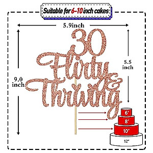 30 Flirty & Thriving Cake Topper, Cheers to 30 Years/I'm 30 Bitch, Happy 30th Birthday Anniversary Party Decorations Supplies, Rose Gold Glitter