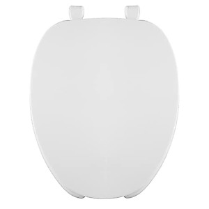 Centoco Toilet Seat Elongated, Cover, Open Front, Plastic, Regular Duty Residential or Light Weight Commercial Use, Made in the USA, Heavy Duty Hinge, 620-001, White