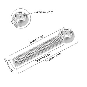 uxcell M5 x 30mm 304 Stainless Steel Machine Shoulder Lift Eye Bolt Rigging 20pcs