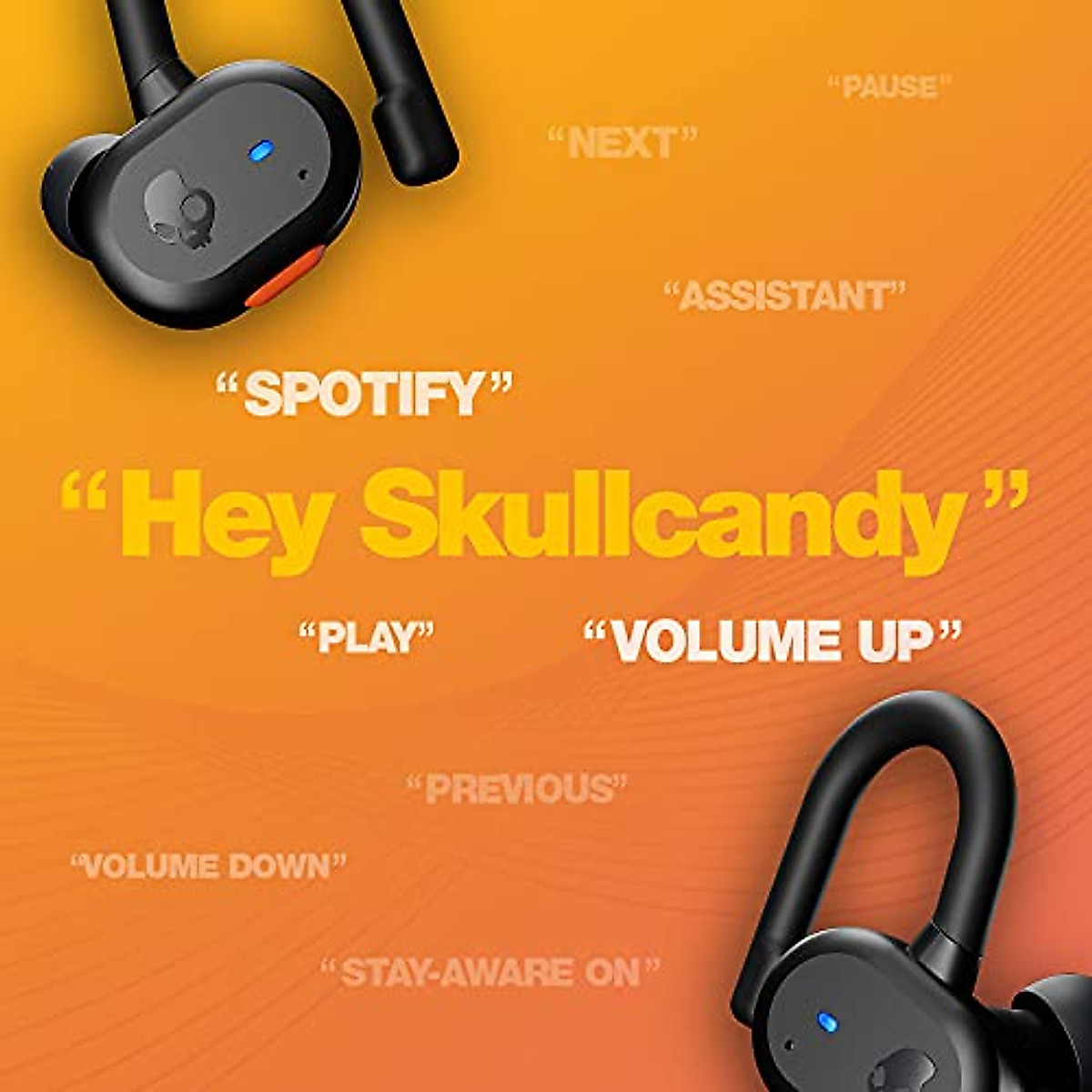 Skullcandy Push Active True Wireless In-Ear Bluetooth Earbud, Use with iPhone and Android with Charging Case and Mic, Great for Gym, Sports, and Gaming, IP55 Water and Dust Resistant - Orange/Black