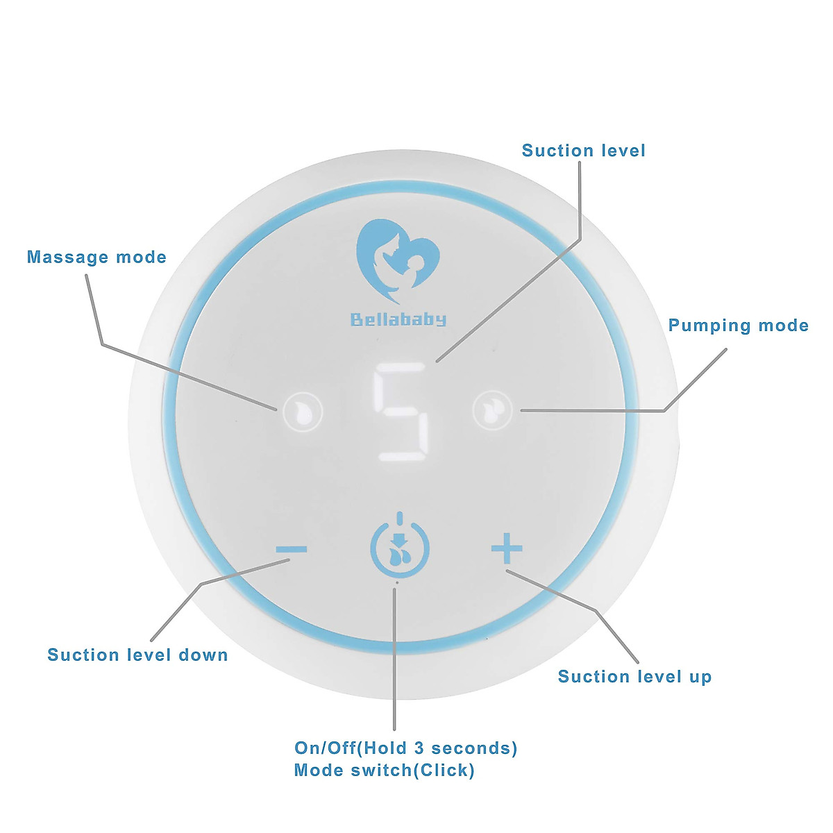 Bellababy MiniO Breast Pump,Electric Double Breast Pump Rechargeable,Come with 24mm Detachable Flanges,10 Storage Bags,2 Storage Bag Adapters,2 Bottle Neck Adapters