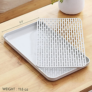 Bonilve Drain Board for Kitchen Counter, Dish Drain Tray 2 Tier Non Slip Serving Tray-White, Large Kitchen Dish Drying Rack with Drainboard Perfect for Sink, Coffee Table, Outdoor(8.85W x 15.35L)