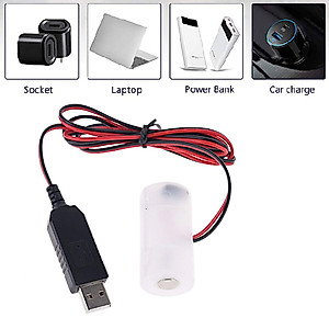 S-YUWEN Battery Eliminator US Plug USB Power Supply Adapter Replace 1-4pcs 1.5V LR14 C Battery Eliminator for Clocks Toys Lamps and More Electronic Devices Replacement C Cell Batteries