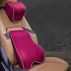 SUSOSU Lumbar Pillow Car Seat Headrest Pillow Seat Support Lumbar Pad Orthopedic Pillow Car Travel Memory Foam Relief (Color : Beige)