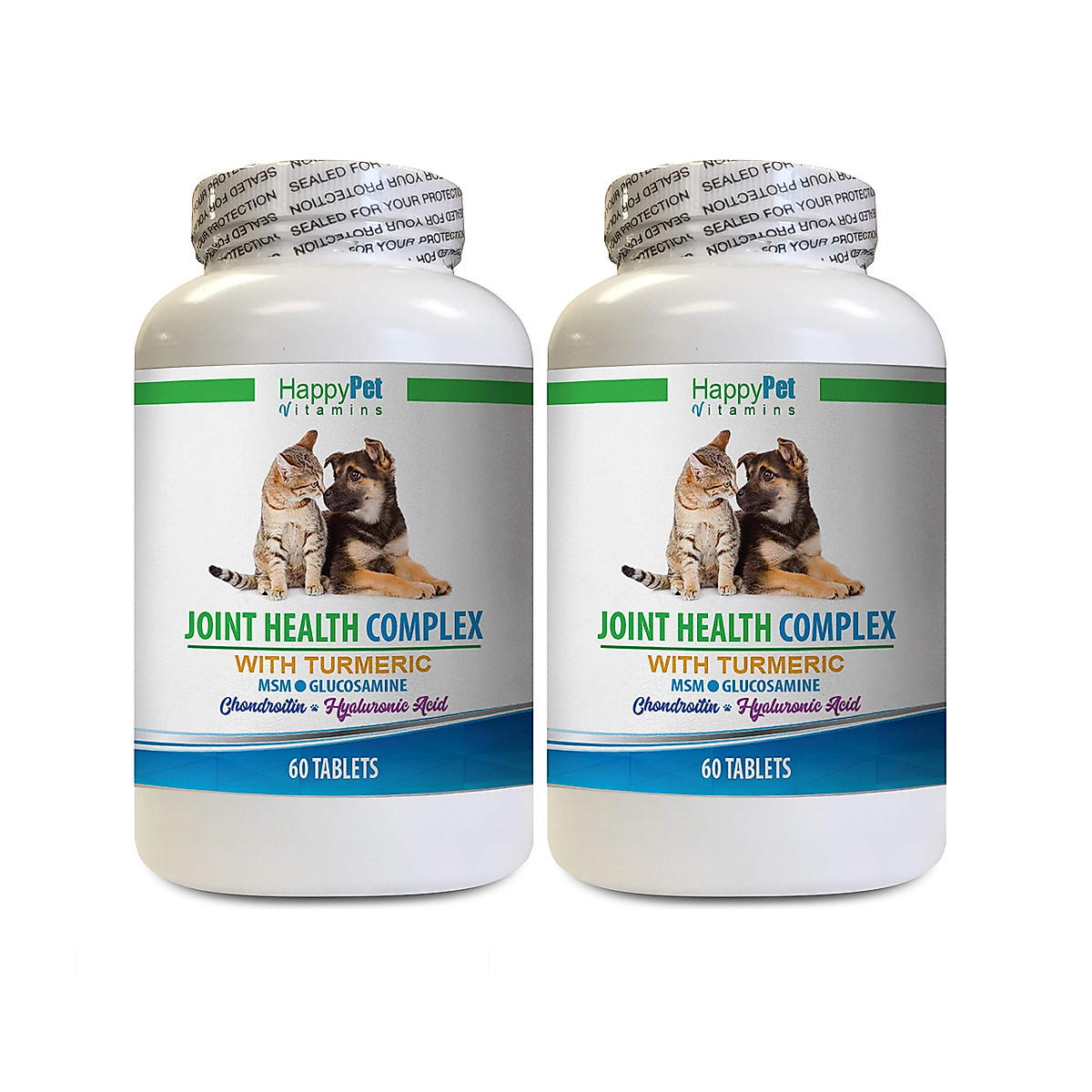 Dog Skin and Coat Supplements - PET Joint Health Complex with Turmeric - Dogs and Cats - MSM GLUCOSAMINE - Immune Boost - Dog Vitamins Senior Chews - 2 Bottles (120 Tablets)