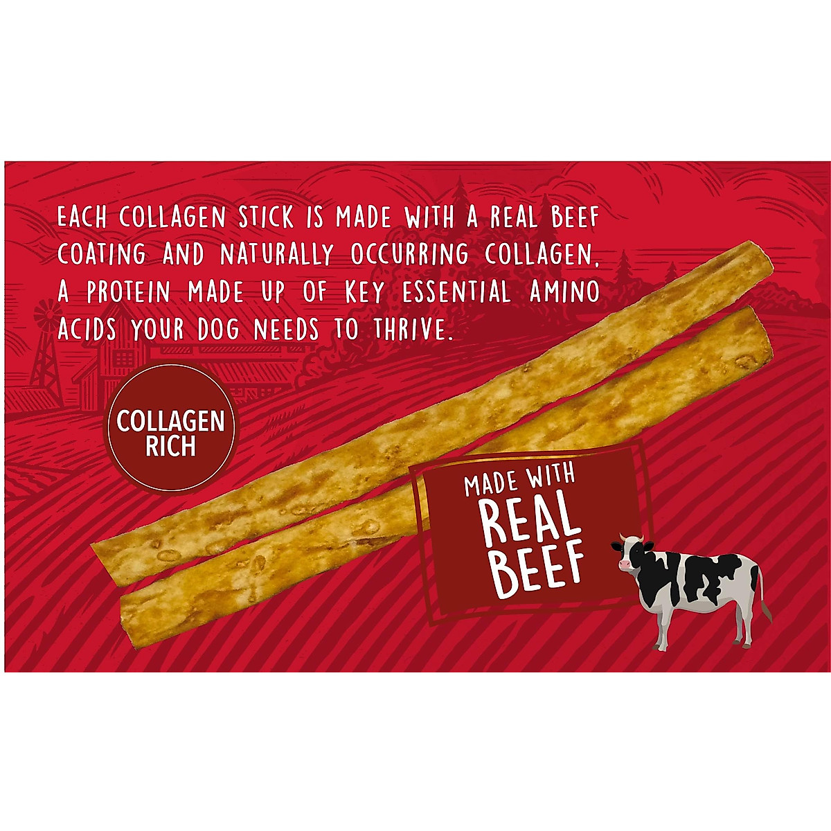 Rewardables | Healthy Chewers | Natural Collagen and Beef Sticks for Dogs | 100 Count | High Protein and Limited Ingredient Dog Chews