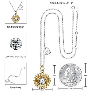 TOLOWOBK 925 Sterling Silver Necklace for Women, Gifts for Women Mom Birthday Gifts from Daughter, Personalized Mom Daughter Christmas Gifts Love Knot Sunflower Necklace for Women