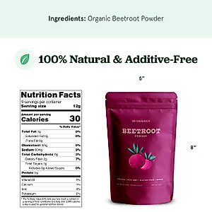 Sun Bay Foods Superfood Beetroot Powder with Fibers, Vitamins and Minerals - USDA Organic Non-GMO - 4 oz.