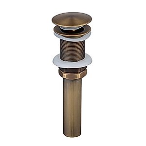 Beelee Bathroom Sink Drains Pop Up Drain with Overflow for Vanity Vessel Sinks Without Overflow, Antique Brass Finish,BLDW9440A