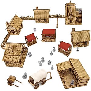 TowerRex Village DND Terrain 28mm Terrain DD Table Fantasy Miniature Warhammer Pathfinder Table D&D
