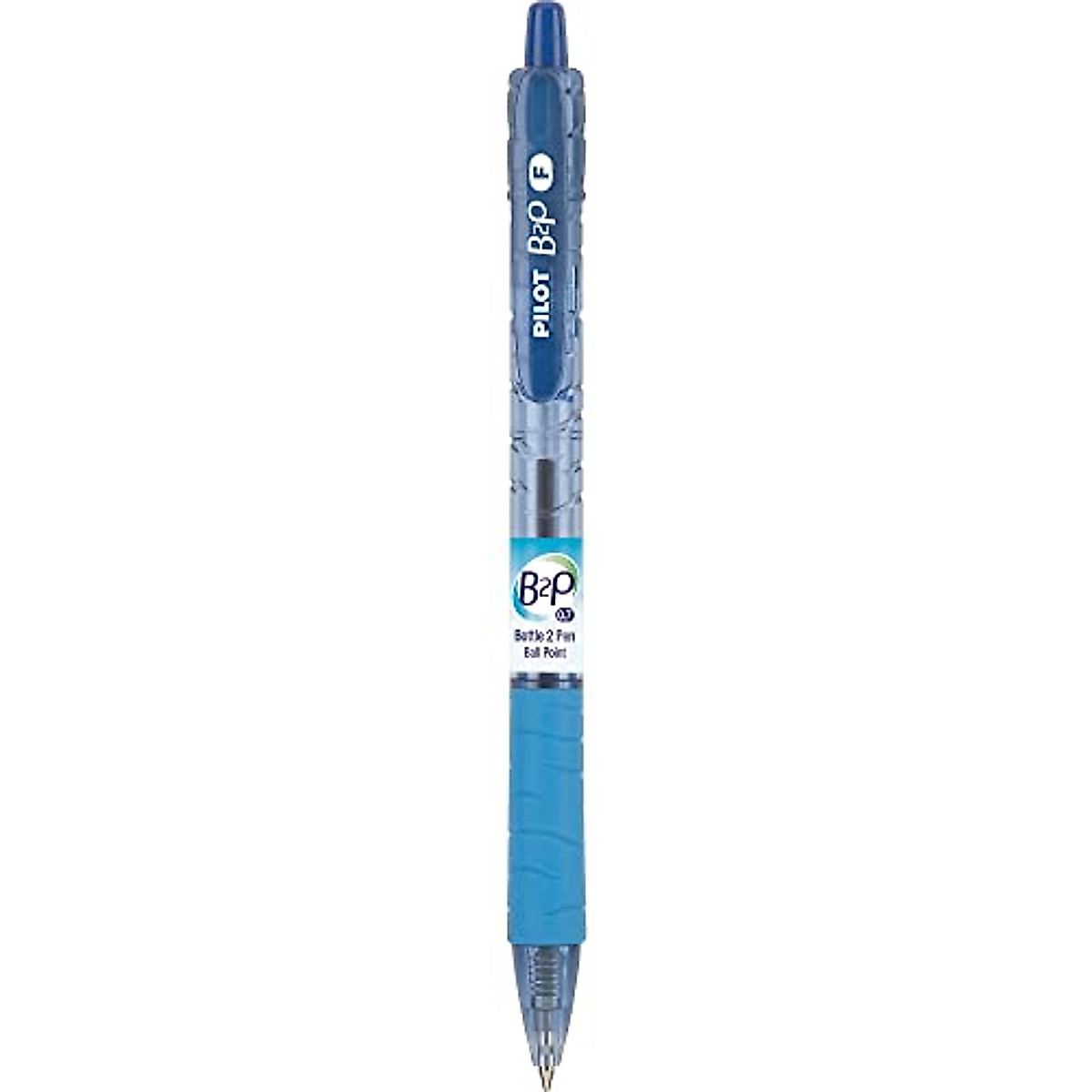 Pilot® B2P "Bottle To Pen" Retractable Ballpoint Pens, Fine Point, 0.7 mm, 86% Recycled, Transparent Blue Barrel, Blue Ink, Pack Of 12