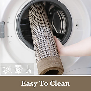 Insun 2 Piece Absorbent Kitchen Runner Rug Set in Front of Sink, Non Slip Rubbers Kitchen Mat Sets for Floor,Washable Kitchen Rug Sets for Hallway,Laundry Room,Khaki,20"x31.5"+20"x47"