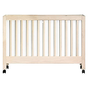 Babyletto Maki Full-Size 2-in-1 Portable Folding Crib with Toddler Bed Conversion Kit in Washed Natural, Greenguard Gold Certified