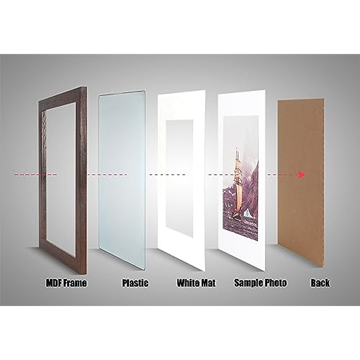 kennethan 11x14 Picture Frame Dark Brown 2 Pcs in 1 set 11x14 Frame can Display 8x10 Picture with Mat or 11x14 Without Mat on the Wall