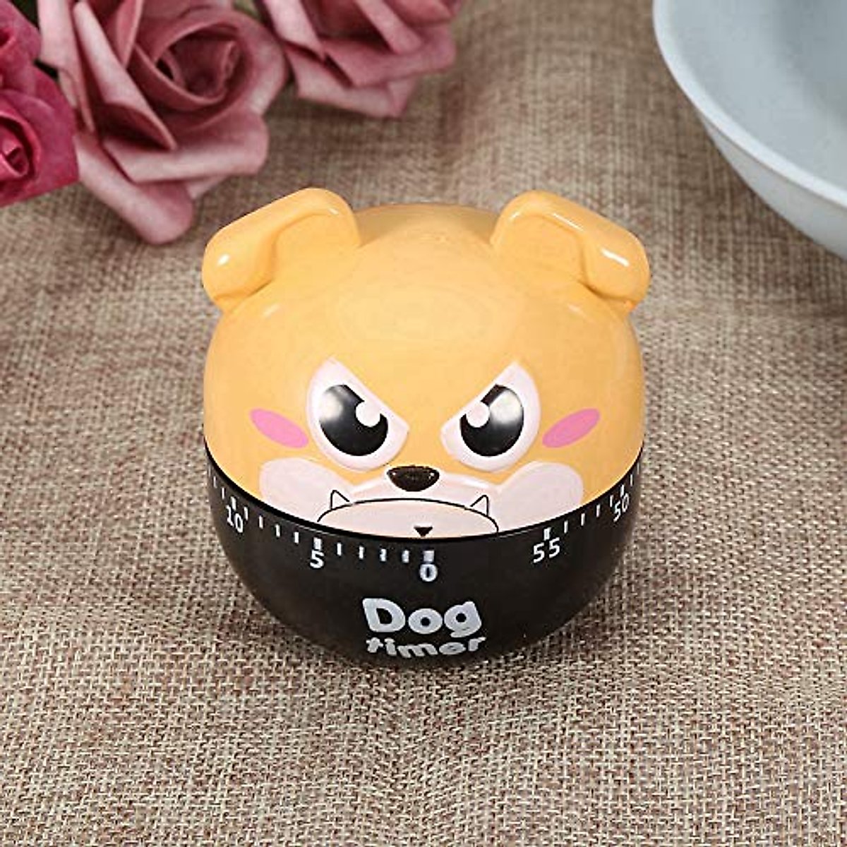 60 Minutes Kitchen Timer, Cute Dog Shape Mechanical Timer Manual Counters, Chef Cooking Timer Countdown Timer for Kids Baking Exercise Game(Khaki)
