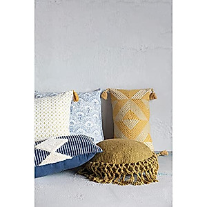 Creative Co-Op Cotton Pattern and Tassels Pillow, 20" L x 20" W x 2" H, Multicolor