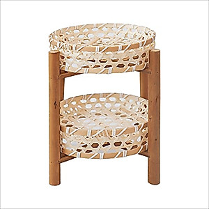LiLaCraft 2-Tier Fruit Basket Removable Wicker Bamboo Serving Standing Trays, Tiered Serving Stands for Parties, Picnics, Kitchen, Serving Stands for Food Storage, Fruit and Dessert Holder
