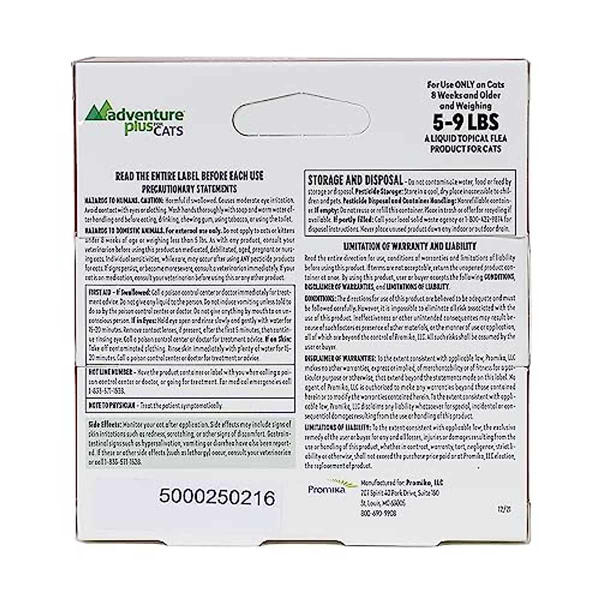 Adventure Plus Triple Flea Protection for Cats – Spot on Flea & Tick Prevention for Cats between 5-9lbs – 4 Doses
