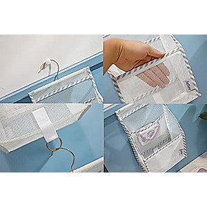 Jelier Hanging Mesh Shower Caddy,Bath Storage Basket Organizer for Camping,Cruising,Gym,College,RV (White Multi)