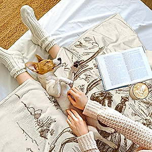 Western Cowboy Blanket Retro Style Hand Drawn Illustration Throw Blankets West Desert Cowboy Flannel Fleece Blanket Wild Cowboy Soft Cozy Throw Blanket for Couch Bed Sofa Home Decoration 40"x50"