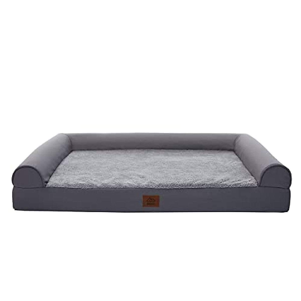 Eterish Large Orthopedic Dog Bed for Medium, Large Dogs up to 75 lbs, 3 inches Thick Egg-Crate Foam Bolster Dog Sofa Couch with Removable Cover, Pet Bed Machine Washable, Grey