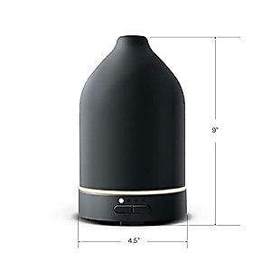 Brookstone Essential Oil Ceramic Diffuser, Ripple Ultrasonic Aromatherapy and Relaxation 60ml Oils Diffuser, Cool Air Mist Humidifier, Relaxing Fragrant Environment, for Any Room in Home or Office