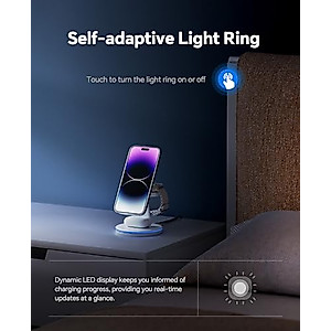 3 in 1 Charging Station for Apple Devices, Mag - Safe Charger Stand,15W Fast Magnetic Charger Wireless Compatible for iPhone 15 14 13 12 Pro/Max/Plus/Mini,AirPods Pro/3/2,iWatch 9/8/7/6/SE/5/4/3/2