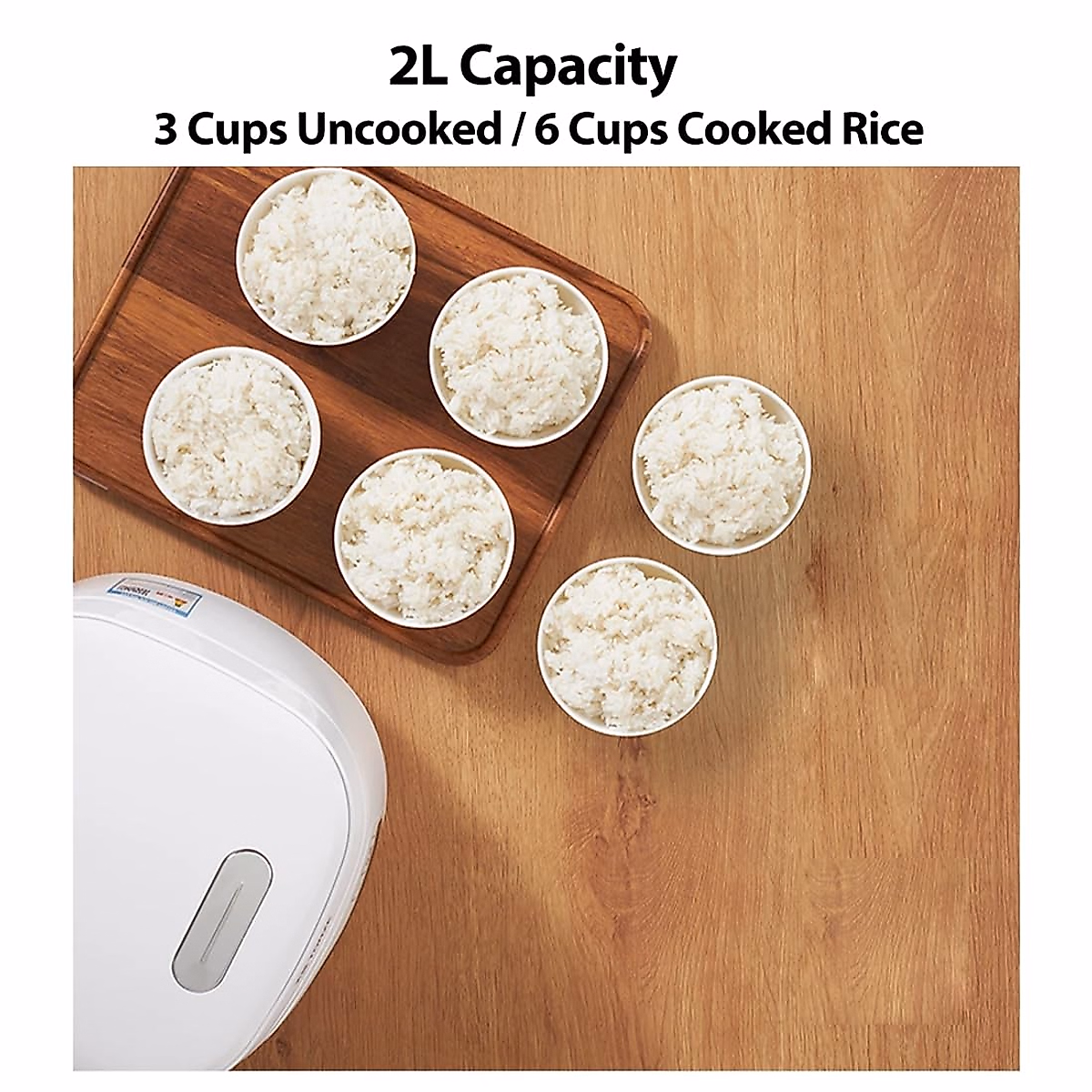 Joydeem Ceramic Rice Cooker FD20S-W, 3 Cups Uncooked Rice Cookers with Pure Ceramic Inner Pot, 24h Dealy Start, 2L, White