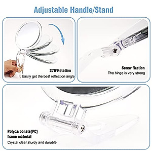 JMH 6Inch,20X Magnifying Mirror,Double-Sided Hand Held Mirror with 1X/20X Magnification,Foldable Makeup Mirror for Handheld/Stand,Use for Makeup Application,Tweezing,and Blackhead/Blemish Removal.