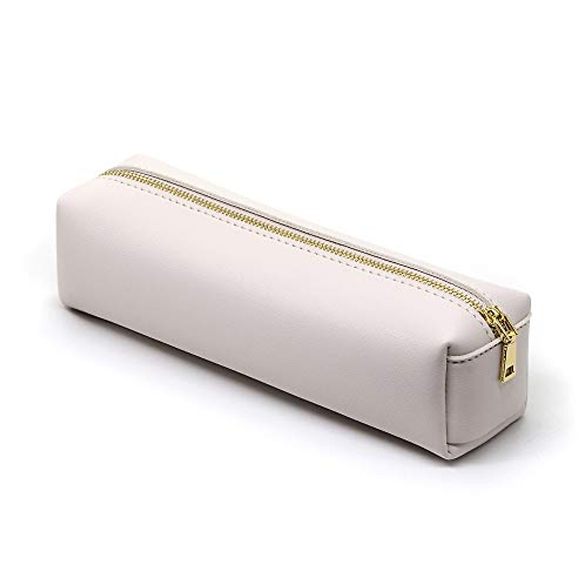 DOBMIT PU Pencil Pen Case Portable Stationery Bag Big Capacity Pencil Pouch Cosmetic Organizer Bag for Student Girl or Boy- Beige
