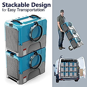 ALORAIR Commercial Dehumidifier with Pump, Up to 180 PPD (Saturation), 85 PPD at AHAM, Memory Starting, 5 Years Warranty, LGR Industrial Dehumidifier for Flood Repair, Crawlspace and Basement Drying, Blue