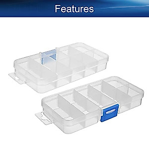 Yinpecly 2Pcs Component Storage Box 132x68x23mm Adjustable Divider 10 Grids Removable Compartment PP Organizer for Jewelry Beads Earring Container Tool Fishing Hook Small Accessories
