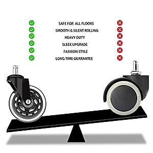 Office Chair Wheels Replacement, Office Chair 3" Caster Wheels，Set of 5 -Heavy Duty Polyurethane Chair Casters -Wood & Hardwood Floors