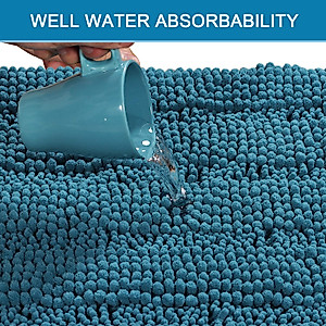 H.VERSAILTEX Bathroom Rugs Bath Mat Runner Rug Non Slip Kitchen Rug Extra Long Bath Rug Runners Oversized 59" x 20" Absorbent Washable Dry Fast Plush Area Rug for Bathroom/Bedroom - Turquoise Blue