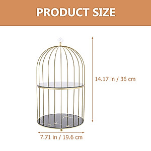 Beavorty 2- Tier Cake Stands with Bird Cage Shaped, Metal Cupcake Stand Birdcage Design Cake Holder Dessert Serving Platter Tray for Wedding Birthday Party Dessert Fruits Display Golden