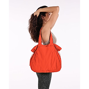 ODODOS 18L Side-Cinch Shopper Bags Lightweight Shoulder Bag Tote Handbag for Shopping Workout Beach Travel, Spicy Orange