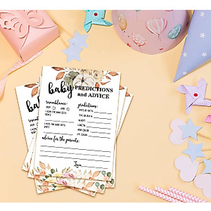 30 Double Side Baby Prediction And Advice Game Cards, Floral Pumpkin Thanksgiving Day Baby Shower Game Cards - 5" x 7"(01)