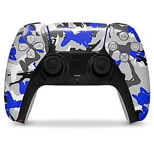 WraptorSkinz Skin Wrap compatible with Sony PS5 DualSense Controller Sexy Girl Silhouette Camo Blue (CONTROLLER NOT INCLUDED)