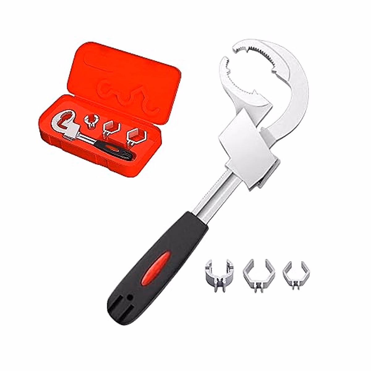 JTZXJJX Stubby Adjustable Wrench with 45MM Wide Jaw Opening for Plumbing Automotive and Industry Tight Spaces Work (Aluminum)