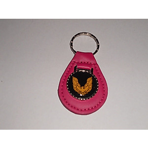 FIREBIRD OR TRANS-AM GOLD BIRD LOGO LEATHER KEYCHAIN - MAGENTA