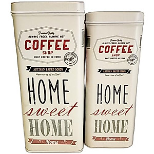 hadaaya Farmhouse Coffee Storage Container Set with Lids – Tall Rectangular Canisters for Coffee & Tea – Airtight White Kitchen Canister Set