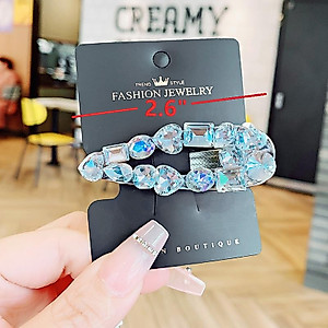 MOESUYUM 3PCS Rhinestone Hair Clips, Water Drop Crystal Hair Barrettes, Bling Metal Snap Duckbill Hairpins Sparkle Hair pin, Glittering Hair Accessories for Women