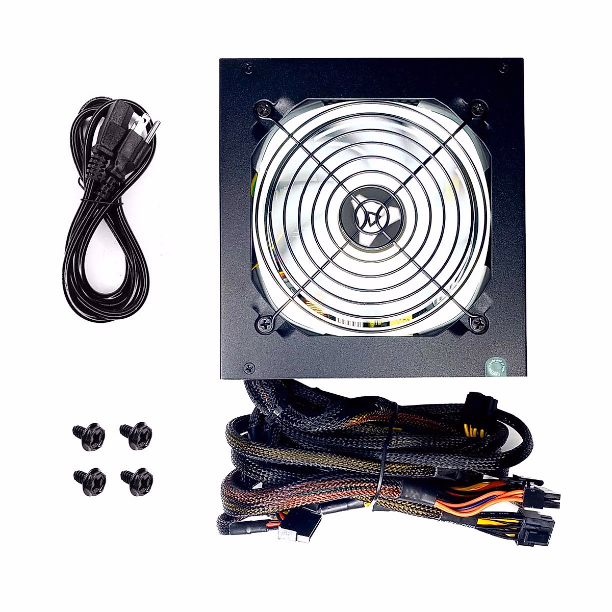 Apevia ATX-SR700W Spirit ATX Power Supply with Auto-Thermally Controlled 120mm White LED Fan, 115/230V Switch, All Protections