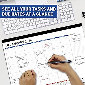 18 Month Desk Calendar 2024-2025 - Large Desktop Calender 17" x 12" - Monthly Planner for Home and Office - School and Teacher Planning Tool