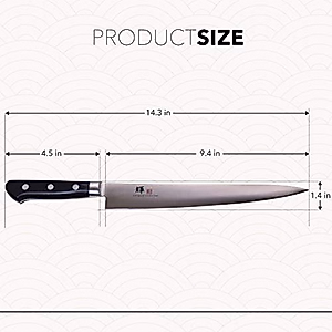 JCK Original Kagayaki Japanese Chef’s Knife, KG-9ES Professional Sujihiki Knife, VG-1 High Carbon Japanese Stainless Steel Pro Kitchen Knife with Ergonomic Pakka Wood Handle, 9.4 inch