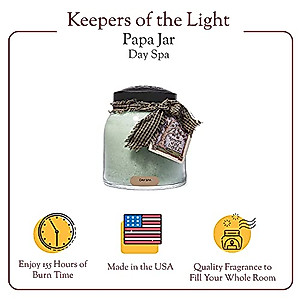 A Cheerful Giver — Day Spa - 34oz Papa Scented Candle Jar with Lid - Keepers of the Light - 155 Hours of Burn Time, Gift Candle, Green