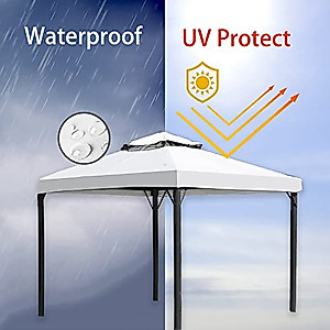 Sunshine Outdoor Replacement Gazebo Canopy Top 10'x10' - Fit for The Gazebo with Slot - Waterproof Canvas Gazebo -Cream(Canopy Top Only)